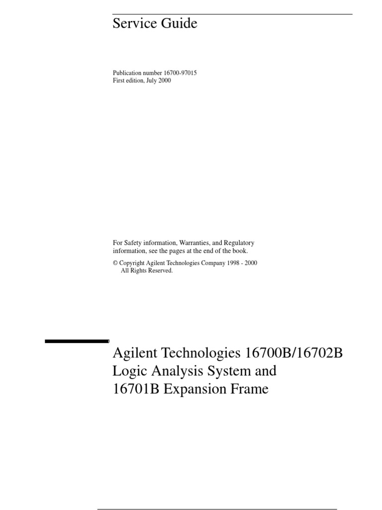 Agilent 16700B 16702B Logic Analysis System and 16701B Service Guide ...
