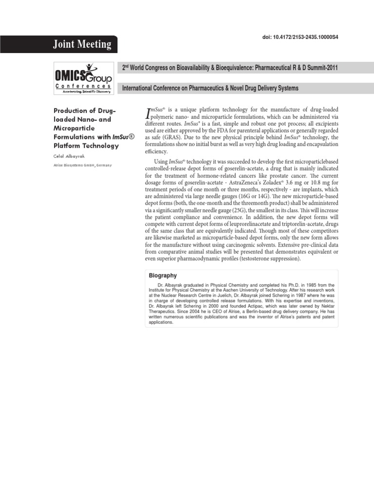 Imsus Technology Depo Injection Formulation | PDF | Injection (Medicine ...