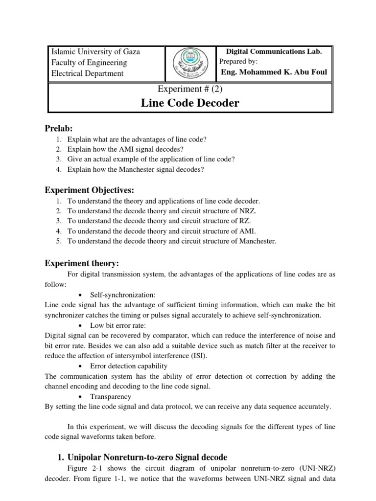 Line Code Decoder | Download Free PDF | Signal (Electrical Engineering ...