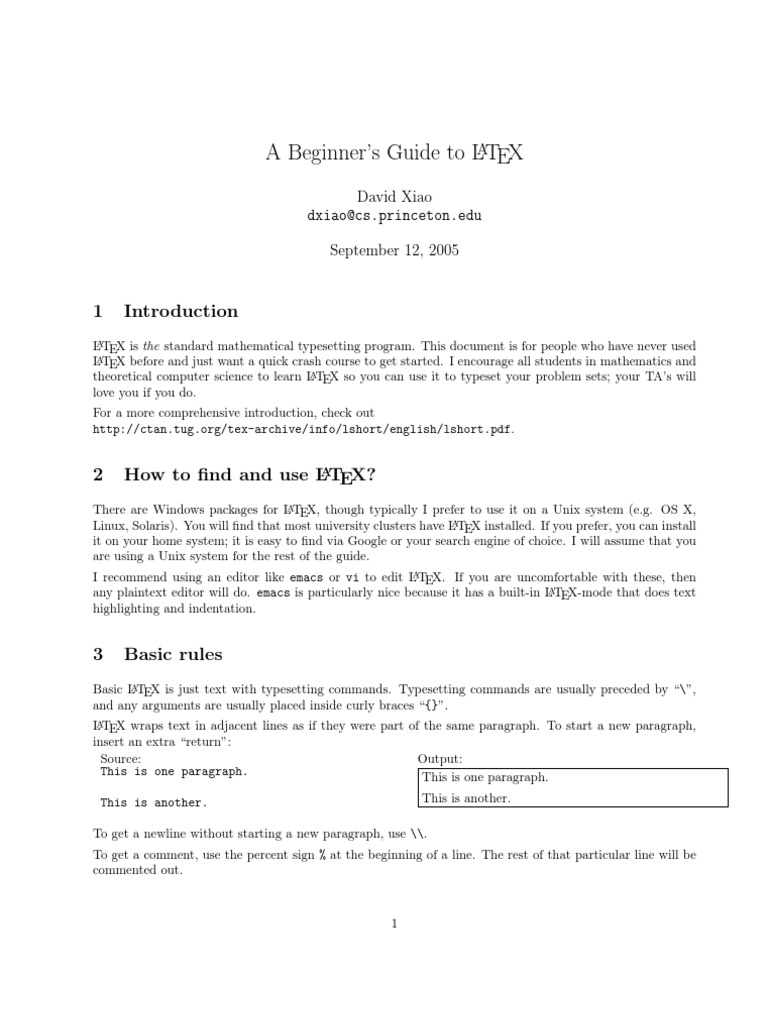 Beginner's Guide To LaTeX | PDF