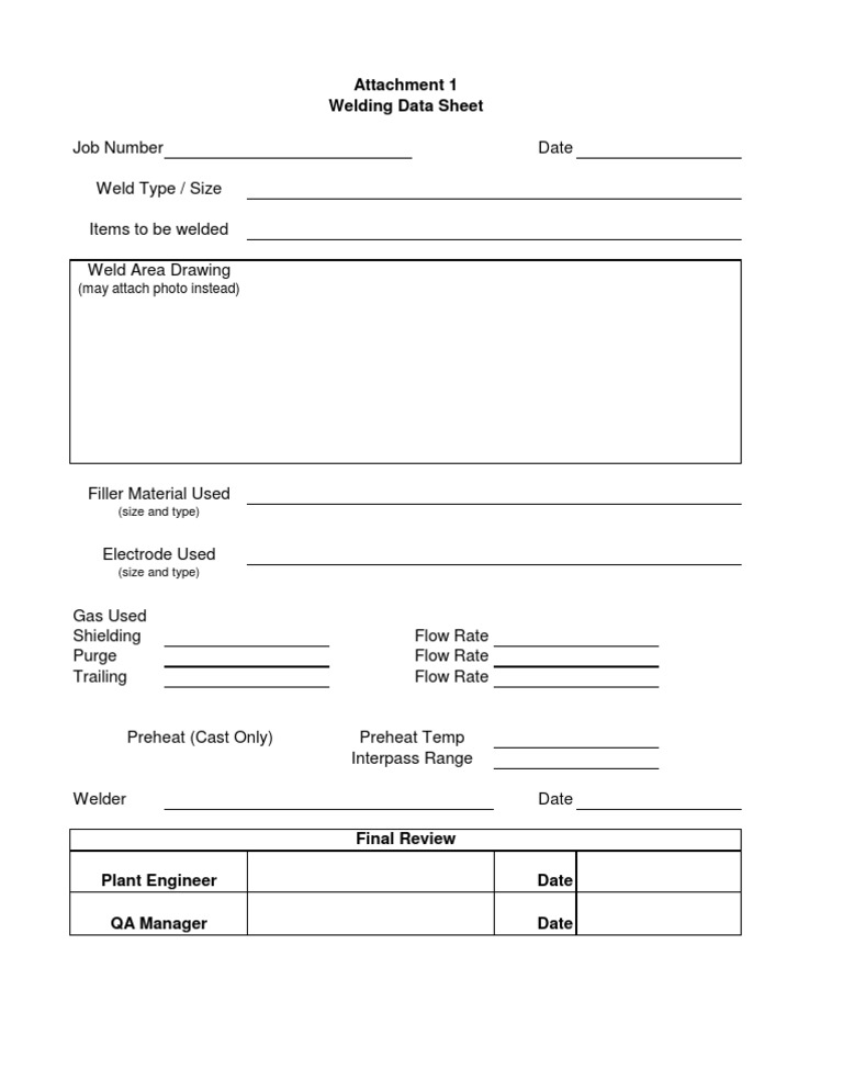 Weld Data Sheet | PDF