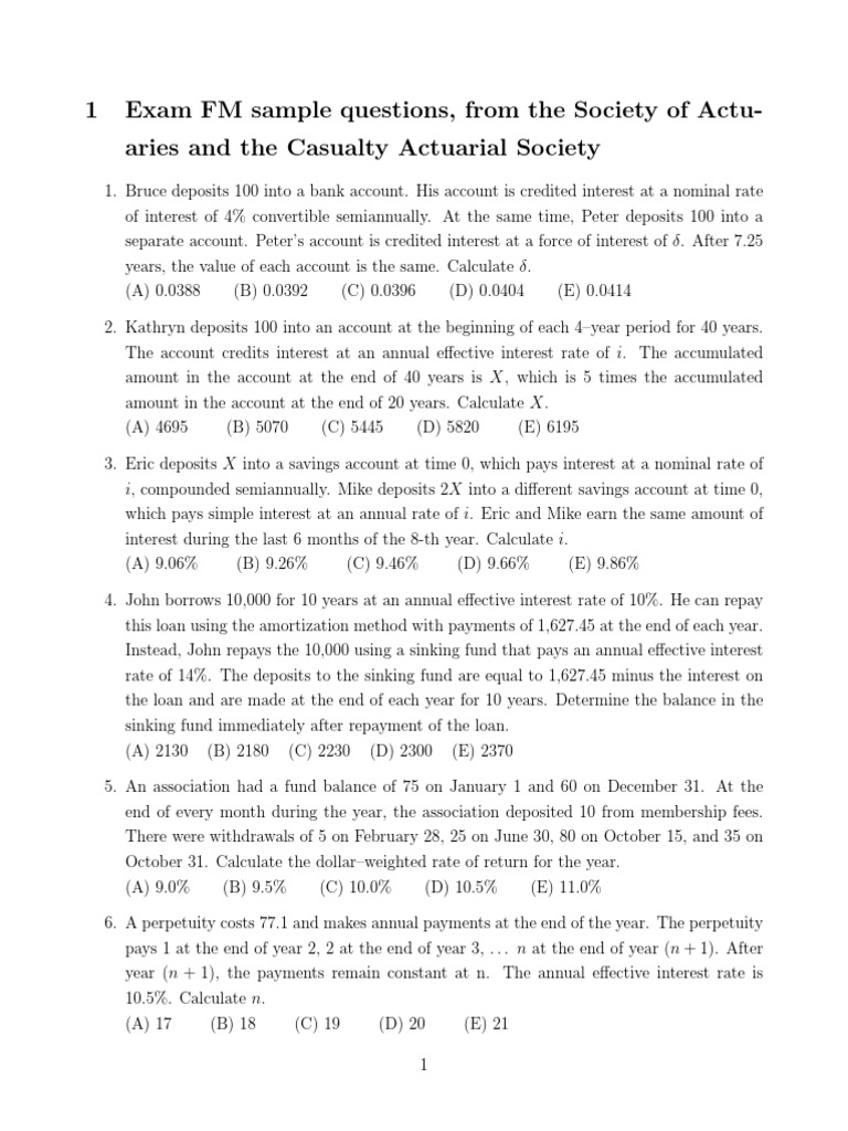 Sample FM Questions | PDF | Bonds (Finance) | Present Value