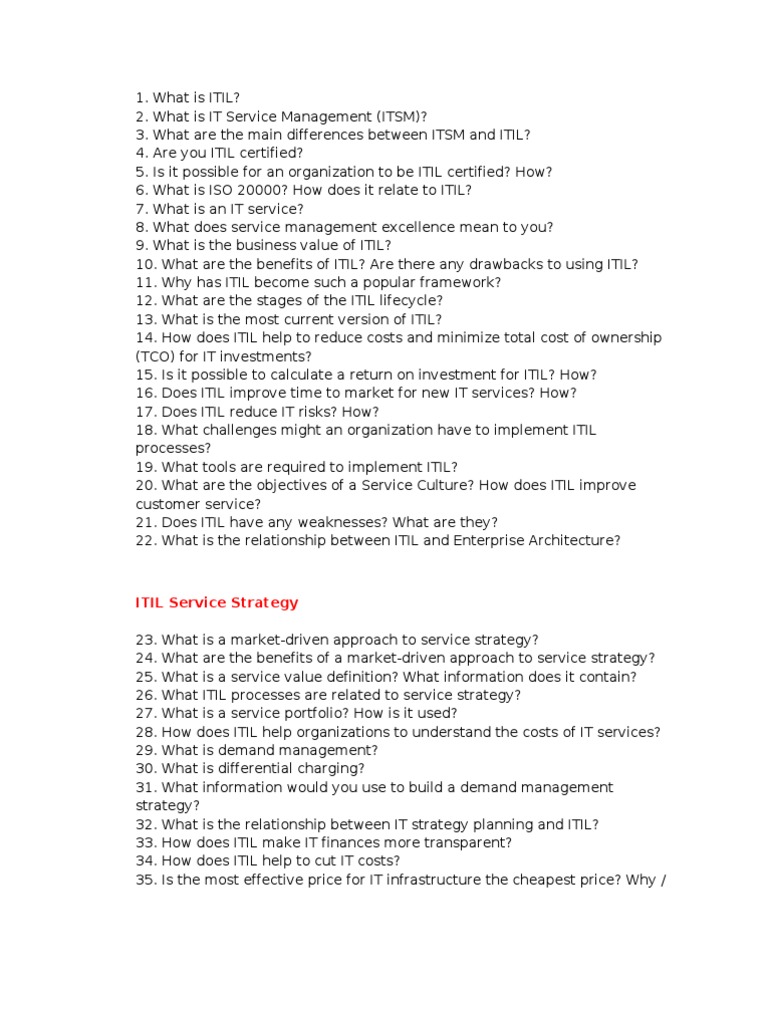 ITIL Interview Questions | Download Free PDF | Itil | It Service Management
