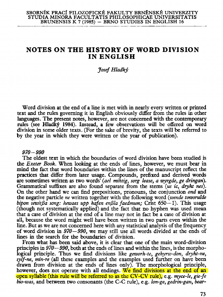 Word Division in English | PDF | Syllable | Morphology (Linguistics)