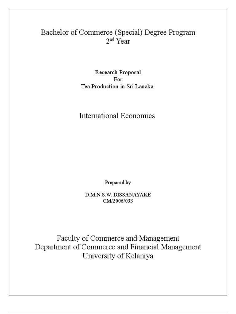 Research Proposal on Sri Lanka Tea Production | PDF | Economies | Business