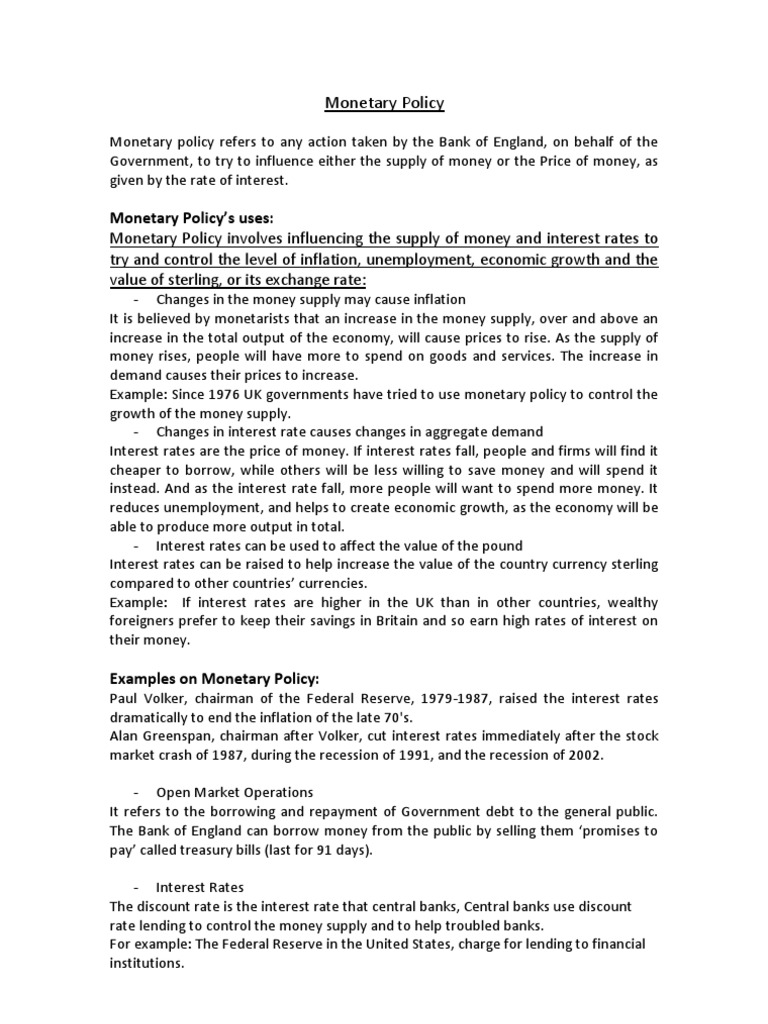 Monetary Policy | PDF | Monetary Policy | Interest