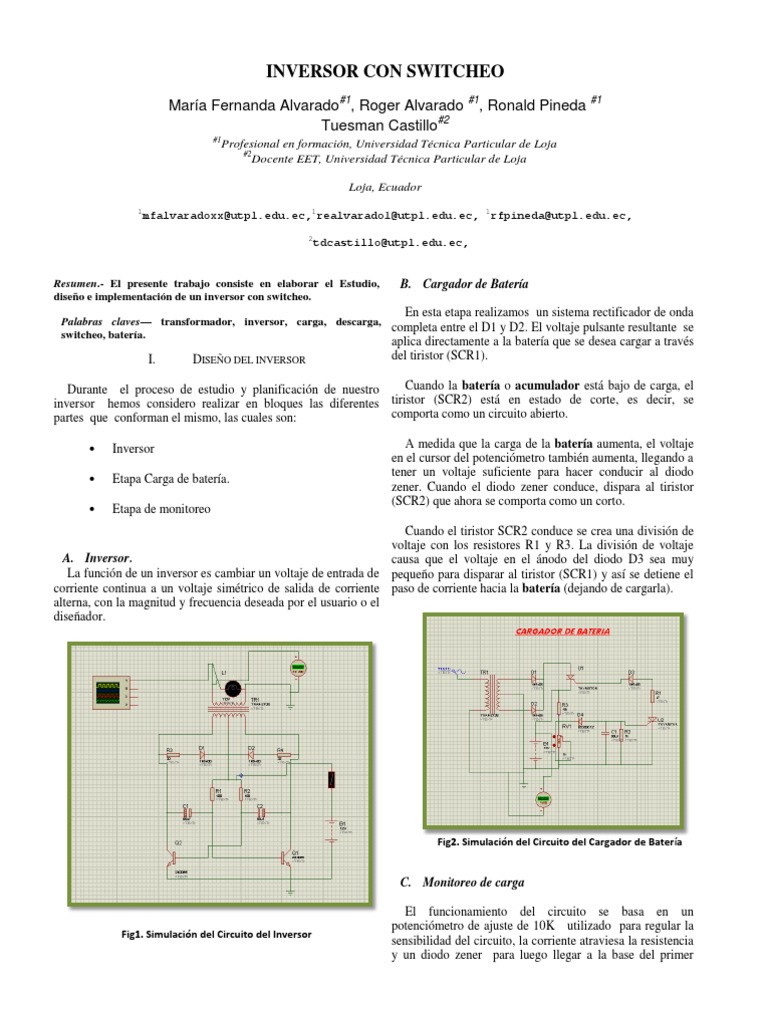 Inversor y Cargador de Baterías 12V | PDF | Inversor de energia | Batería (electricidad)