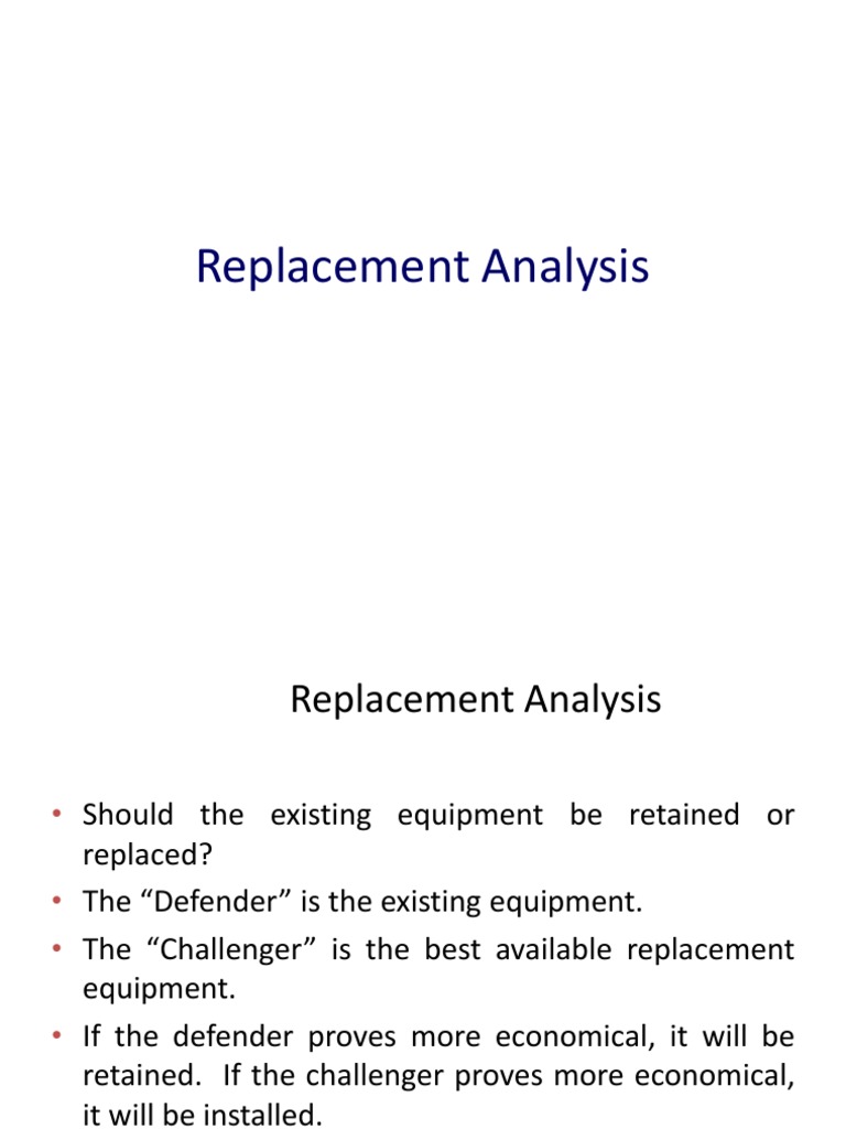 Replacement Analysis | PDF | Book Value | Depreciation