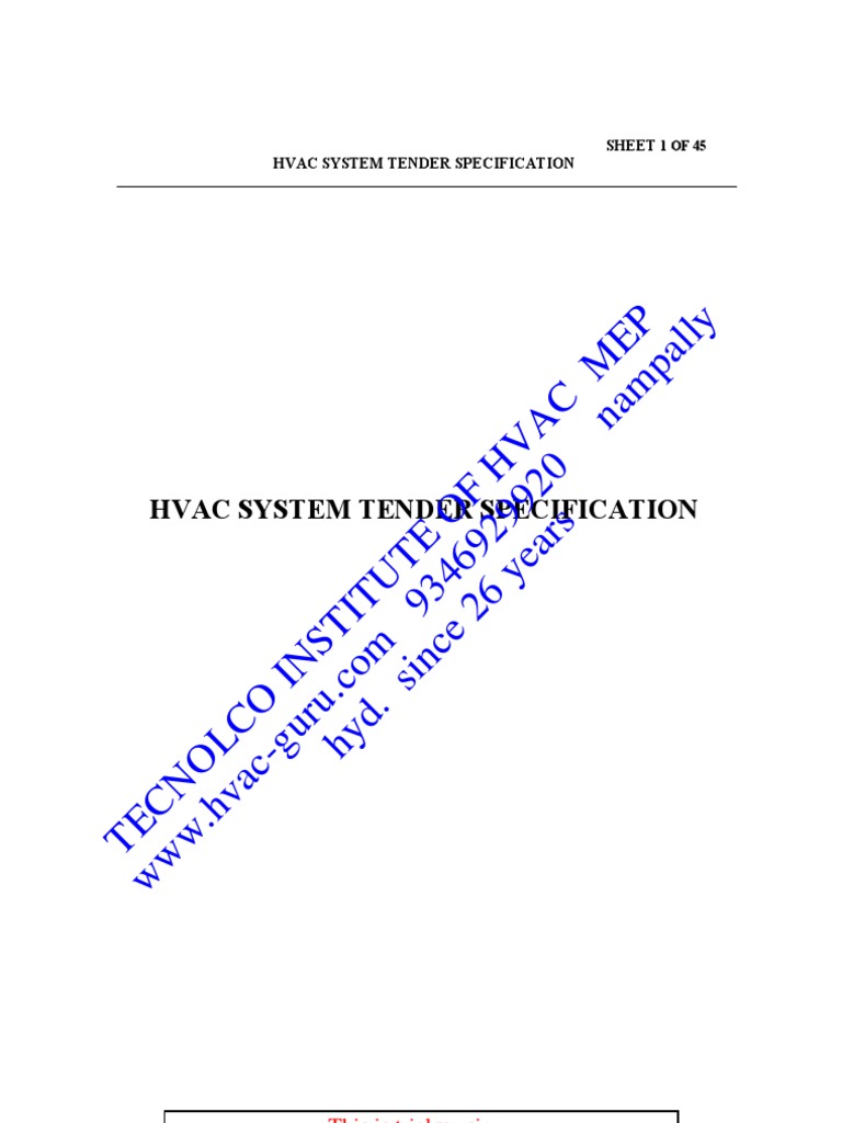 Hvac Specifications | PDF | Duct (Flow) | Hvac
