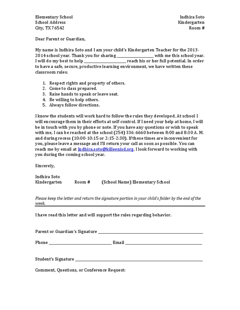 Intro Letter To Parent | PDF