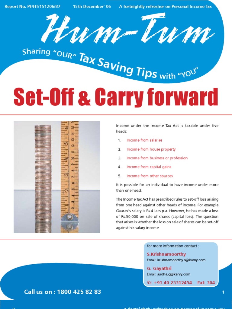 Set Off & Carry Forward Chart | Download Free PDF | Income Tax | Taxes