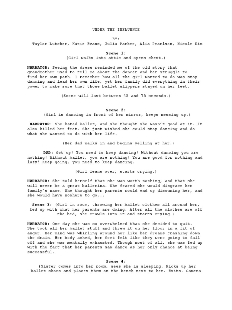 Under The Influence Script | PDF | Dances