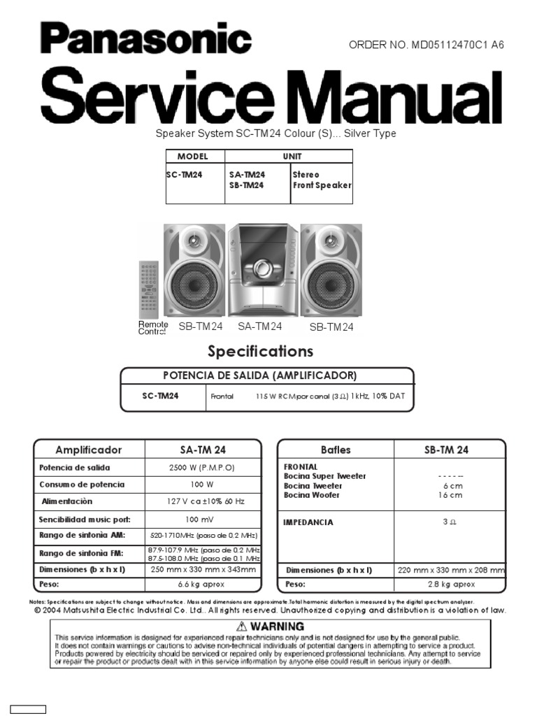 Panasonic SC Tm24 Sa Tm24 SB Tm24 | PDF | Electrostatic Discharge ...
