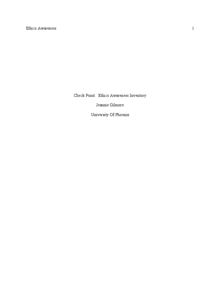 Ethics Awareness Inventory | PDF | Sociological Theories ...