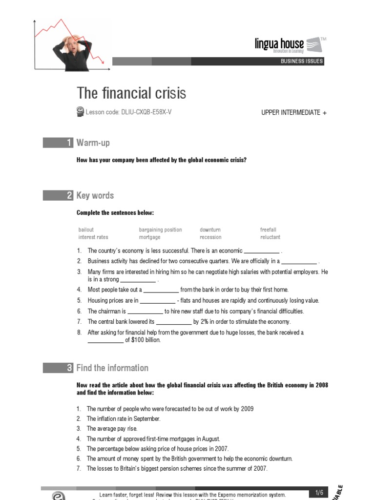 The Financial Crisis | PDF | Financial Crisis Of 2007–2008 | Recession