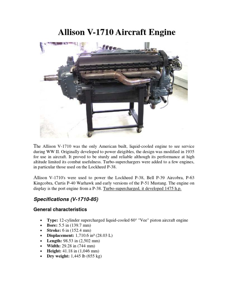 Allison v-1710 Aircraft Engine | Rotating Machines | Engines