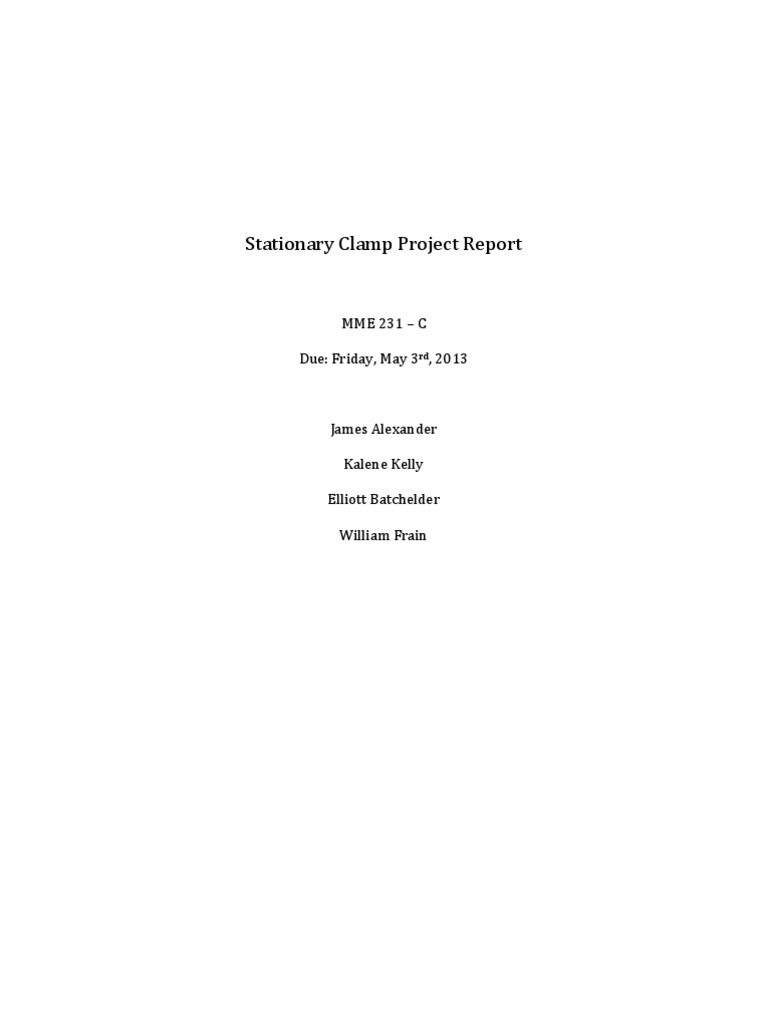 Stationary Clamp Report | PDF | Drilling | Sheet Metal