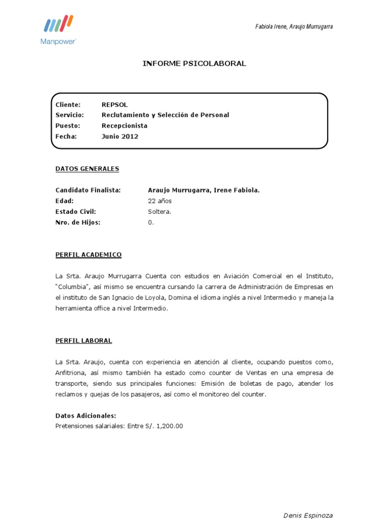 Modelo de Informe - Recepcion | PDF | Toma de decisiones | Sicología