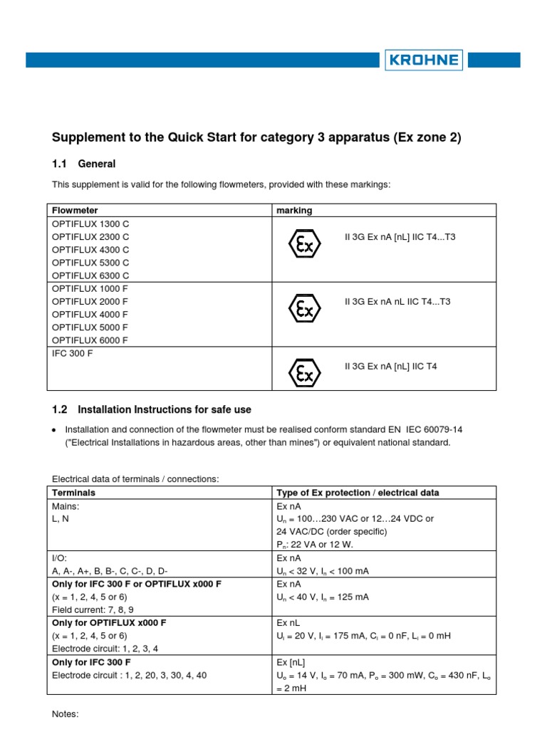 Optiflux Flowmeter Installation Guide | PDF | Fuse (Electrical) | Flow ...