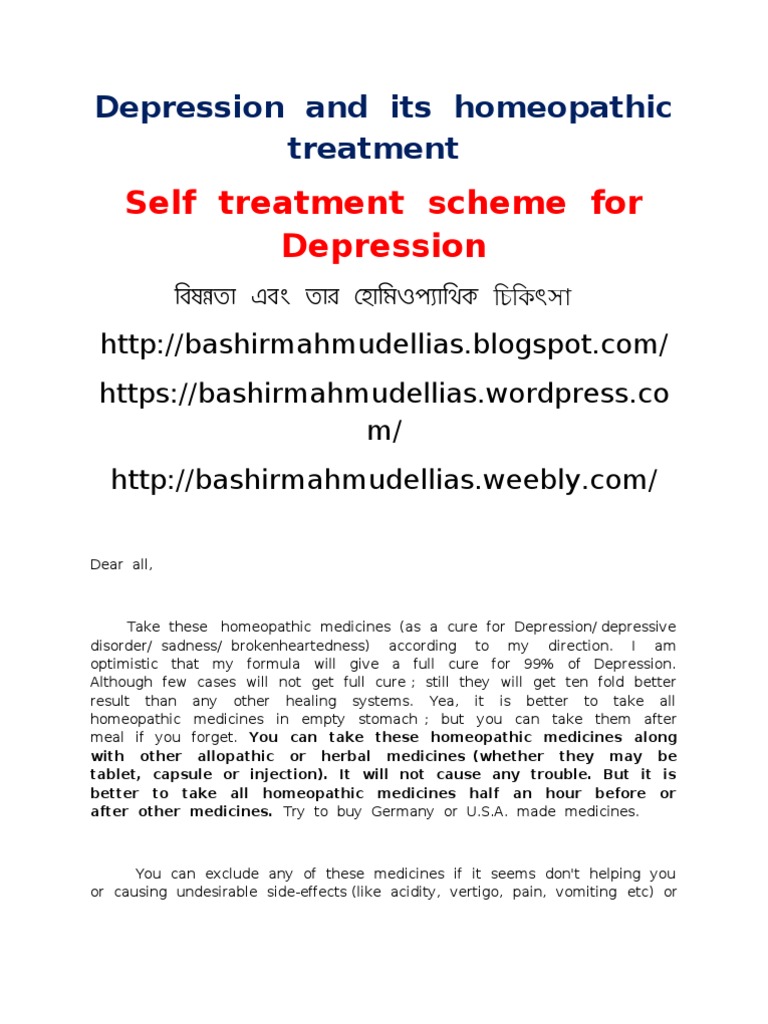 Depression and Its Homeopathic Cure - DR Bashir Mahmud Ellias | PDF | Homeopathy | Major ...