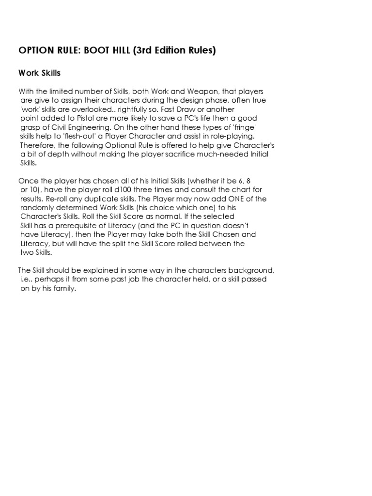 Boot Hill - 3rd Edition Optional Rule | PDF