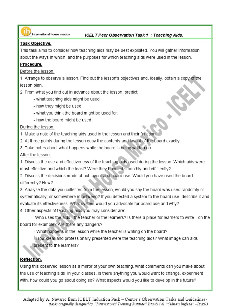 App 8-Peer Observation Tasks | PDF | Lesson Plan | Teachers