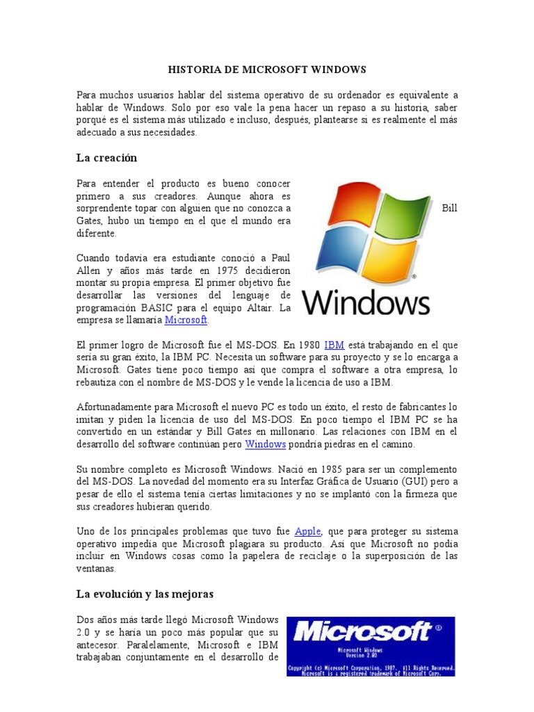 Historia de Microsoft Windows | PDF | Microsoft Windows | Microsoft