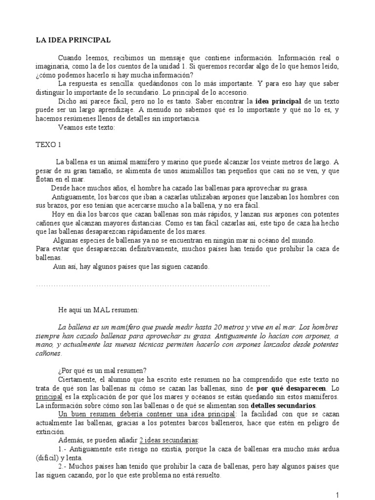 Cómo identificar la idea principal en textos | PDF | Ballenero | Arboles