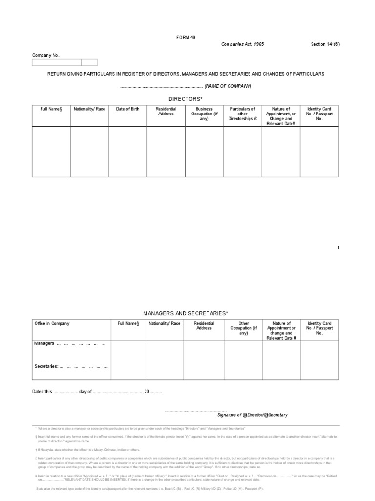 Company Directors & Officers Update | PDF | Identity Document ...