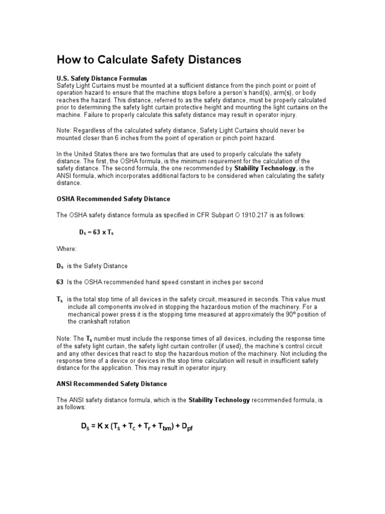 Calculate Safety Distances | PDF | Safety | Machines