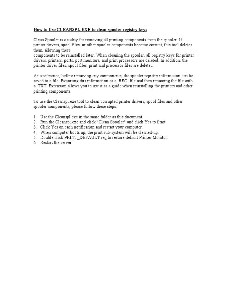 Clean Spooler Utility Guide | PDF