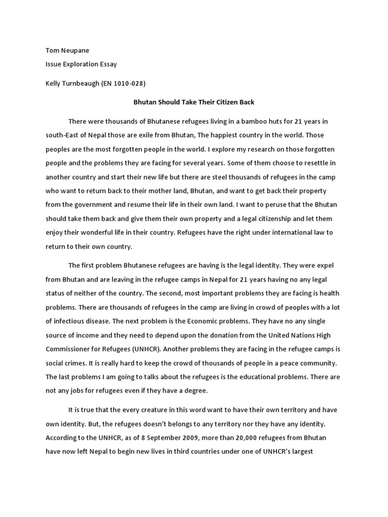 Final Issue Exploration Essay | PDF | Bhutan | Refugee