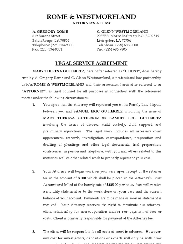 Legal Service Agreement | Download Free PDF | Lawyer | Lawsuit