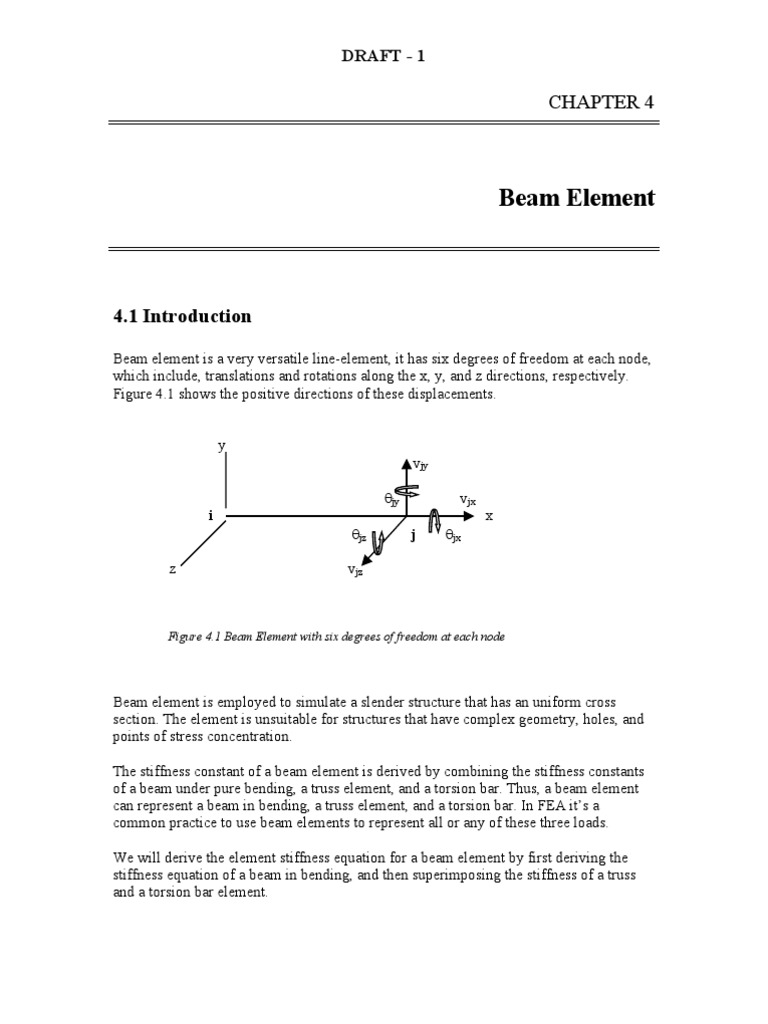 FEM Chapter 4 Beam Element | PDF | Beam (Structure) | Bending