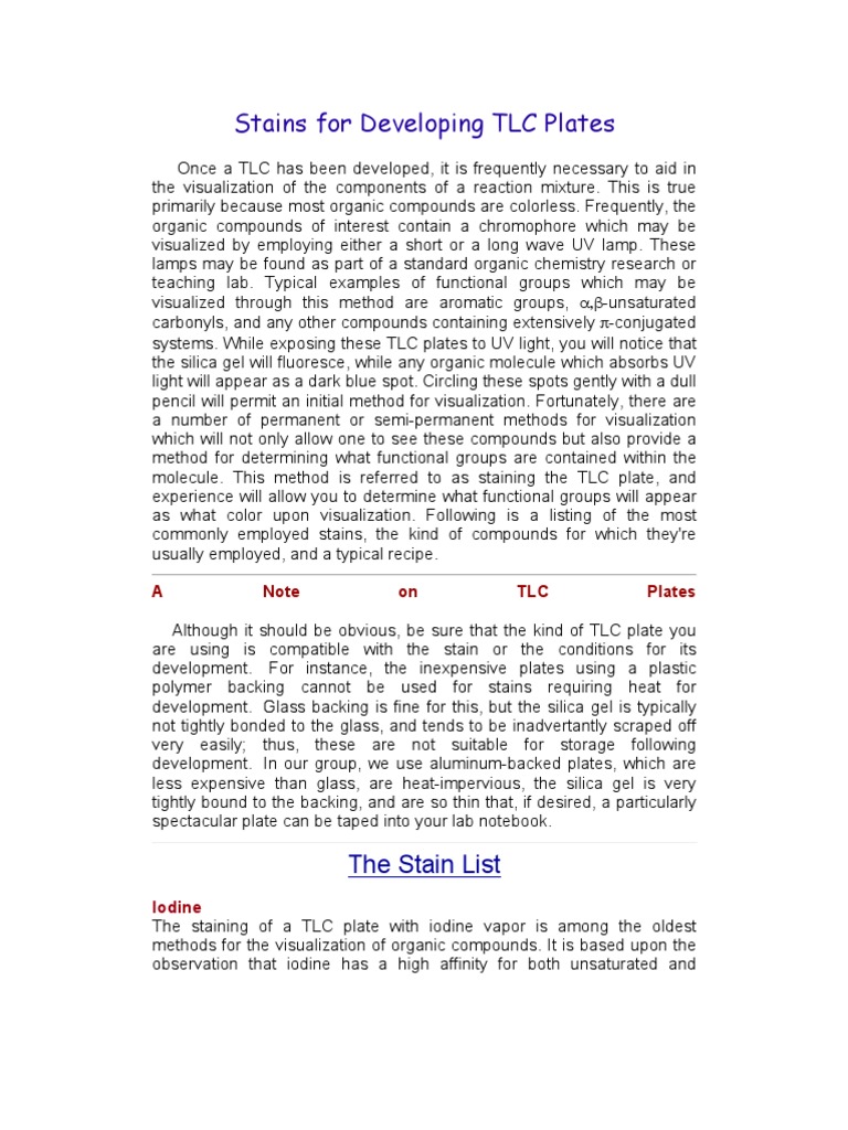 TLC Plate Visualization | PDF | Thin Layer Chromatography | Staining