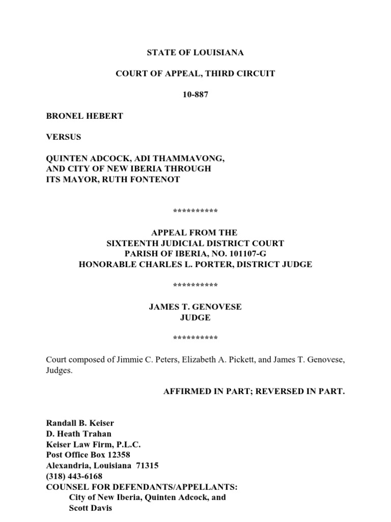 Court Composed of Jimmie C. Peters, Elizabeth A. Pickett, and James T ...