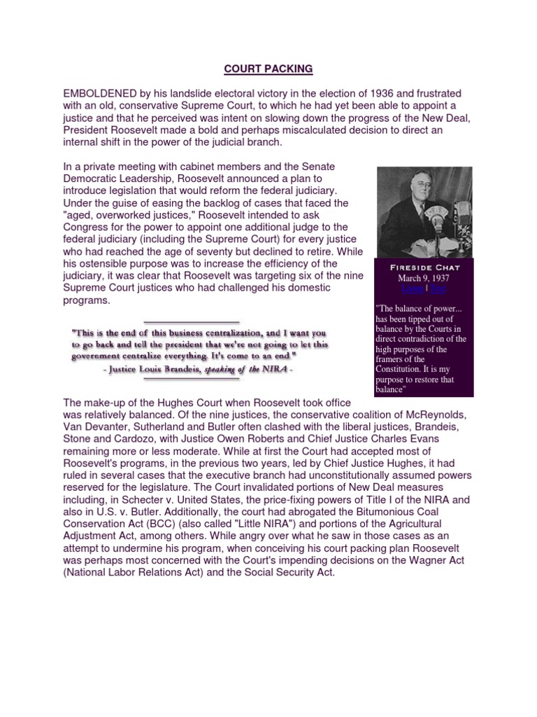 Court Packing | PDF | Judicial Procedures Reform Bill Of 1937 | New Deal