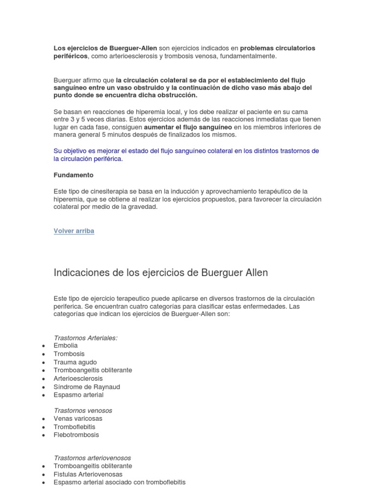Ejercicios de Buerguer-Allen y Contraindicaciones | PDF | Trombo ...