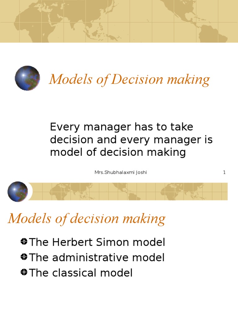 Decision Making Models Overview | PDF | Operations Research | Decision ...