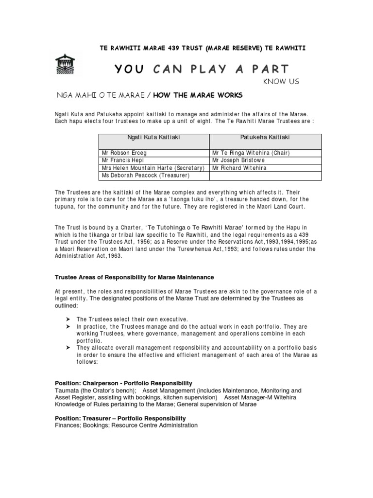 Te Rawhiti Marae Governance Guide | PDF | Trustee | Government