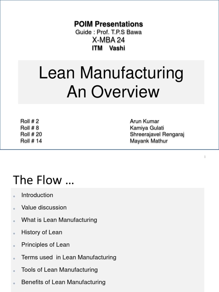 Lean Manufacturing - Group Presentation | PDF | Lean Manufacturing ...