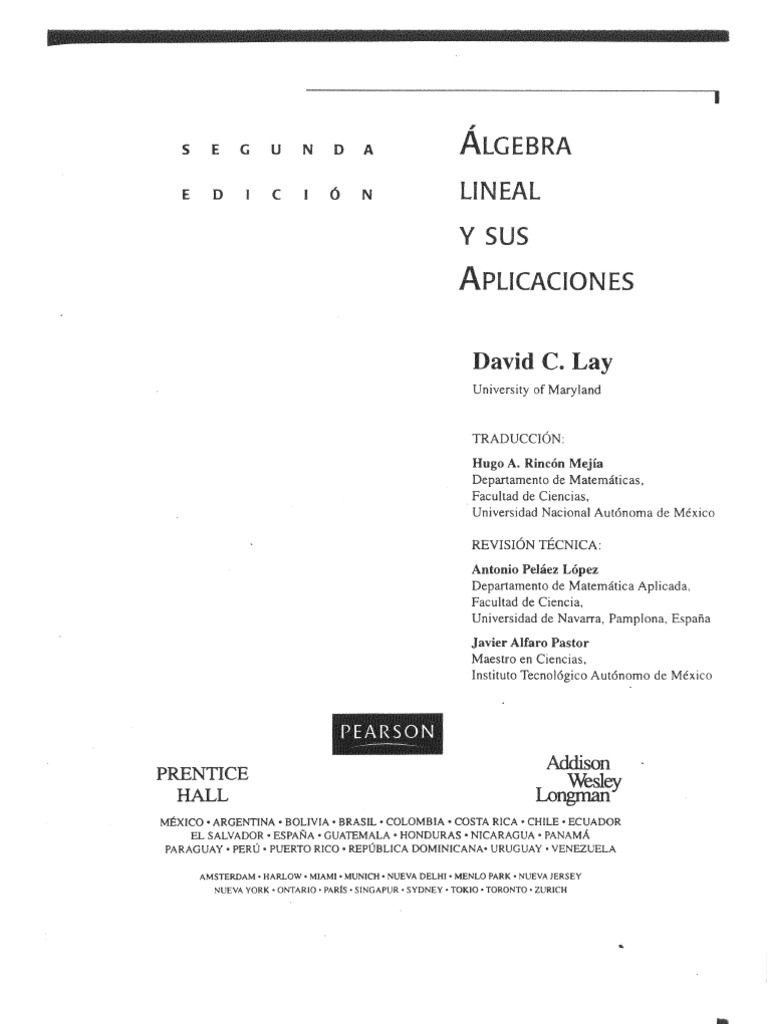 Lay Algebra Lineal y Sus Aplicaciones - David C. Lay - en Español | PDF