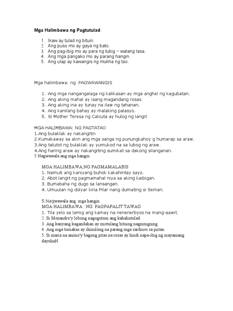 Mga Halimbawa NG Simile PDF, 41% OFF