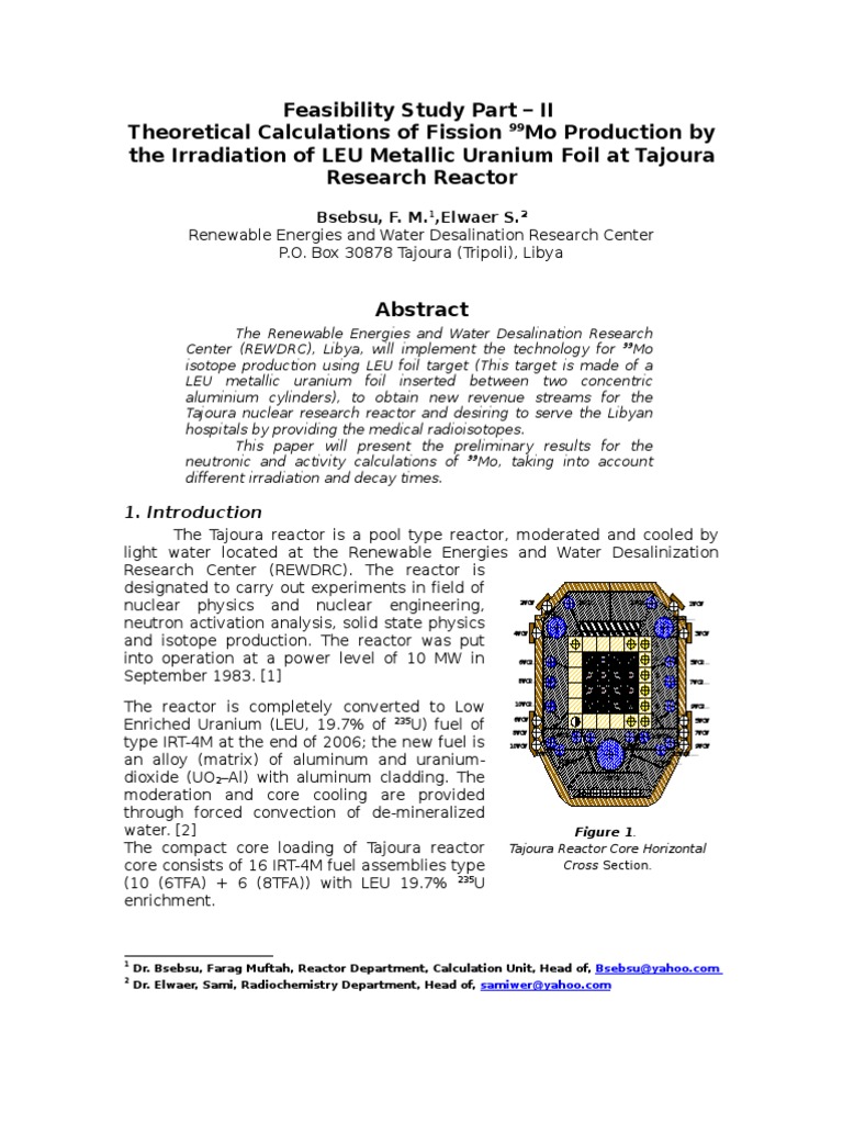 Feasibility Study Part - II Fission Mo-99 Production by The Irradiation ...