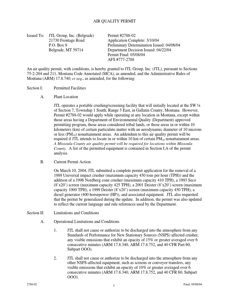 A Missoula County Air Quality Permit Will Be Required For Locations ...