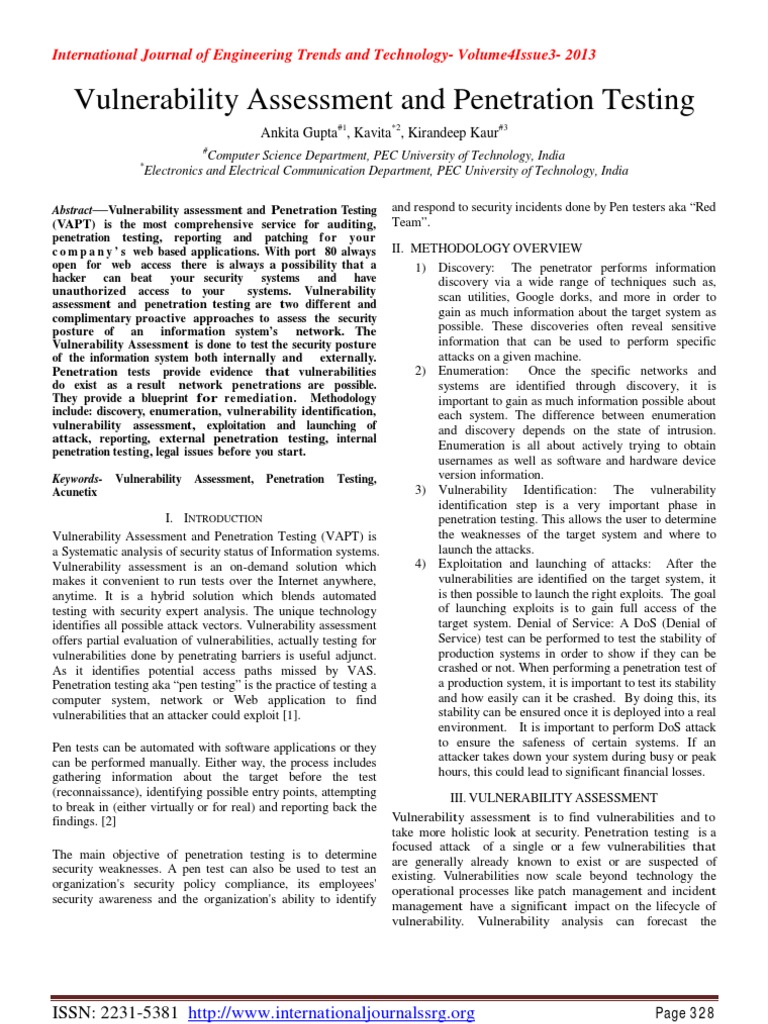 Vulnerability Assessment And Penetration Testing Pdf Vulnerability