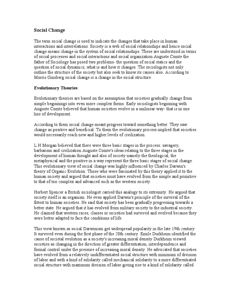 Social Change | PDF | Sociology | Society