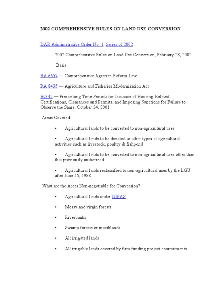 2002 Comprehensive Rules On Land Use Conversion | PDF | Surety Bond ...