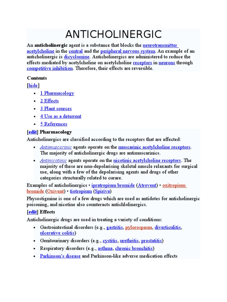 ANTICHOLINERGIC | Acetylcholine | Drugs