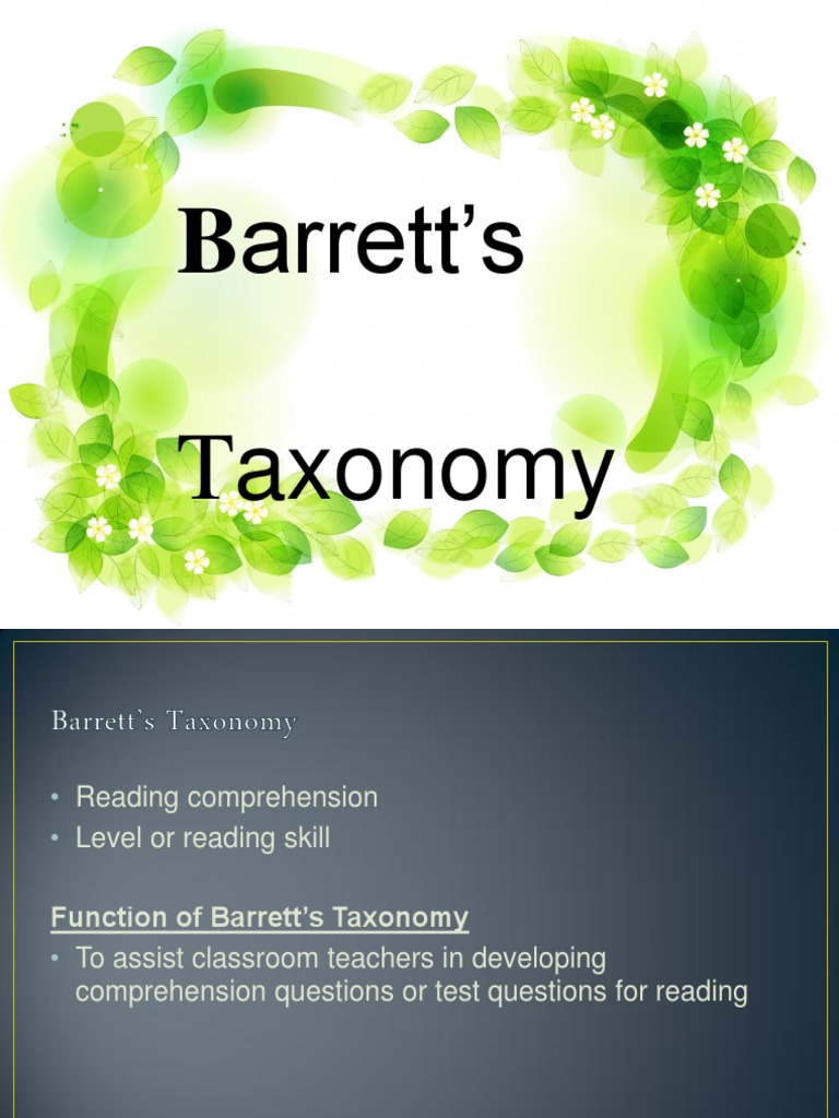 Barret's Taxonomy | PDF | Recall (Memory) | Reading Comprehension